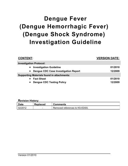 Disease Investigation Guideline - Kansas Department of Health ...