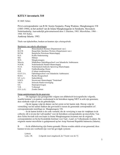 KITLV-inventaris 310