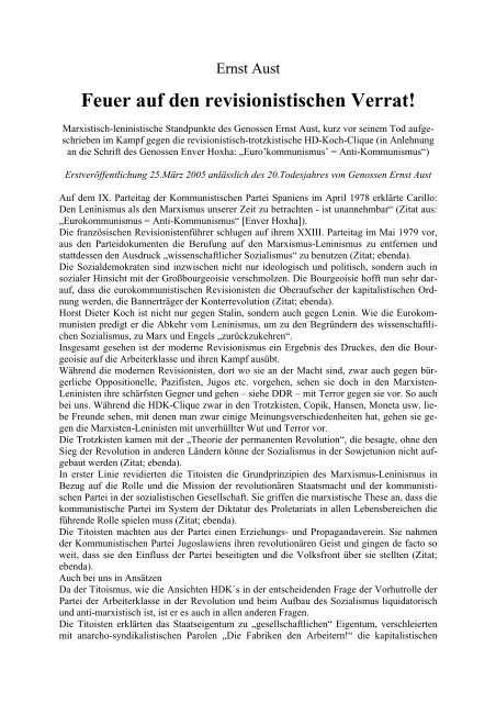 Ernst Aust - Kommunistische Partei Deutschlands/Marxisten ...