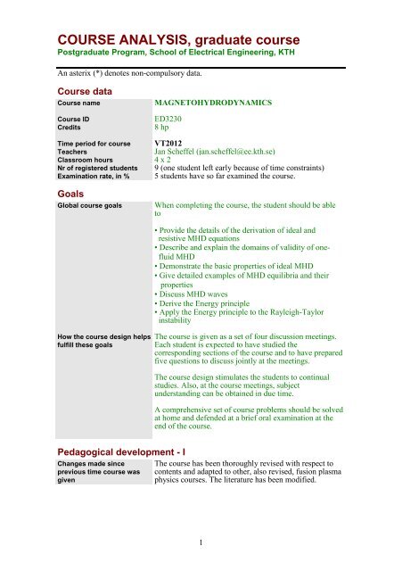 Example of Course Analysis (pdf 196 kB) - KTH