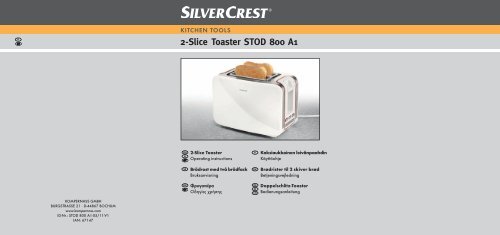 2-Slice Toaster STOD 800 A1 - Lidl Service Website