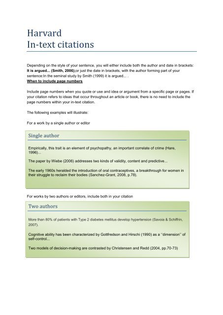 Harvard In text Citations