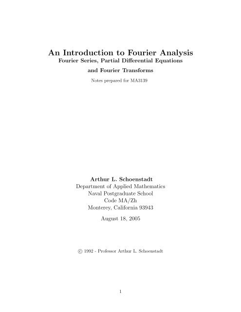 An Introduction to Fourier Analysis - Department of Mathematics