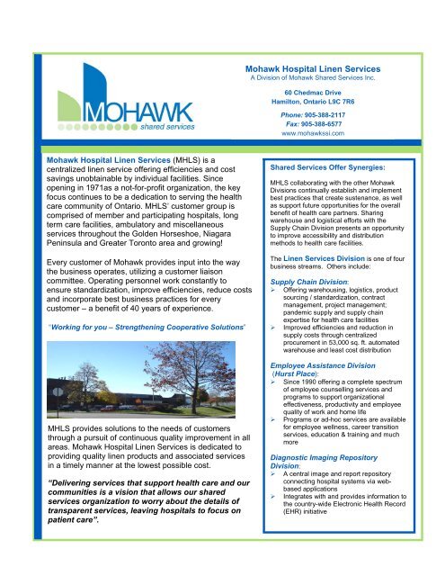 Mohawk Hospital Linen Services - Mohawk Shared Services