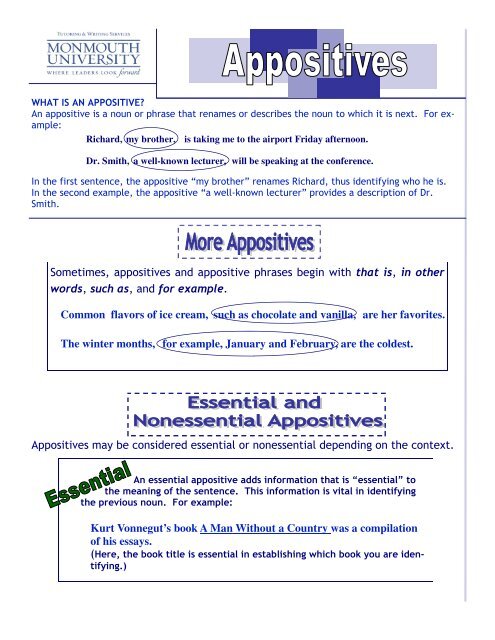 Appositive Phrases Exercises