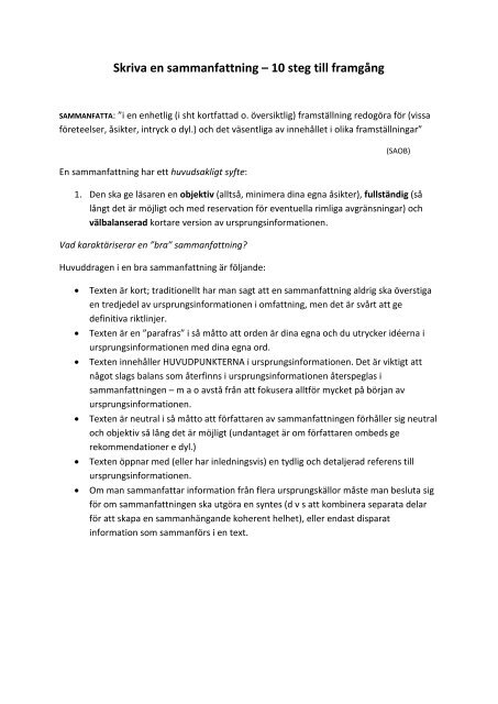 Skriva en sammanfattning – 10 steg till framgång