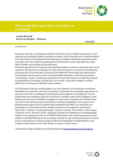 Wat werkt bij supervisie, intervisie en coaching?