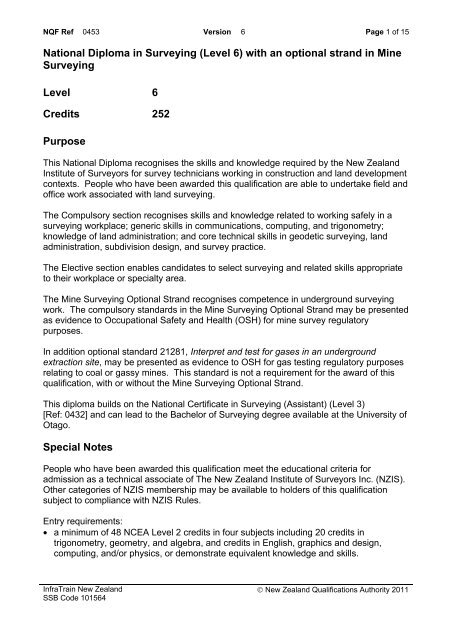 National Diploma in Surveying (Level 6) with an optional ... - NZQA