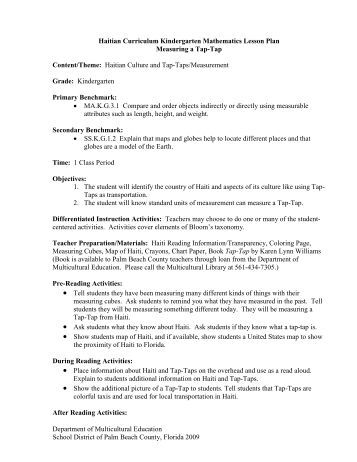 Kindergarden Multicultural Curriculum Lesson Plan - The School ...