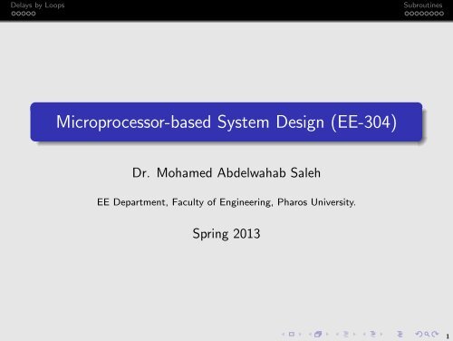 Microprocessor Based System Design Ee 304 Pharos University