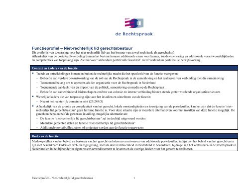 Functieprofiel – Niet-rechterlijk lid gerechtsbestuur - Rechtspraak.nl