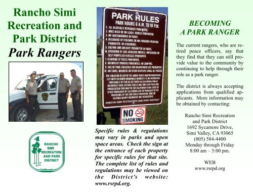 about our rangers - Rancho Simi Recreation and Park District