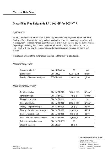 Material Data Sheet Glass-filled Fine Polyamide PA 3200 GF for ...
