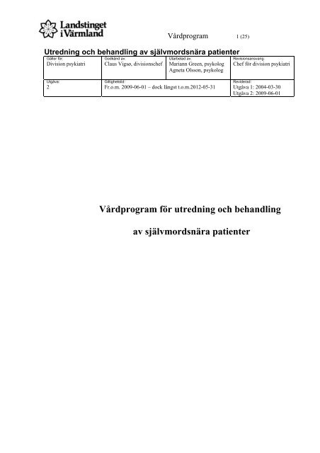 Utredning och behandling av självmordsnära patienter