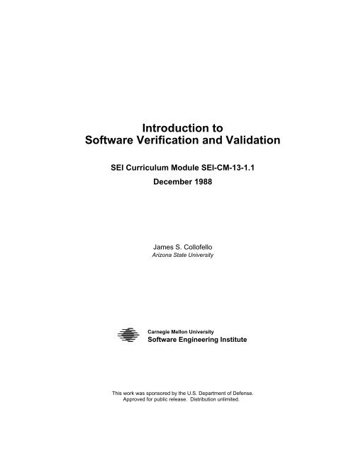 Introduction to Software Verification and Validation