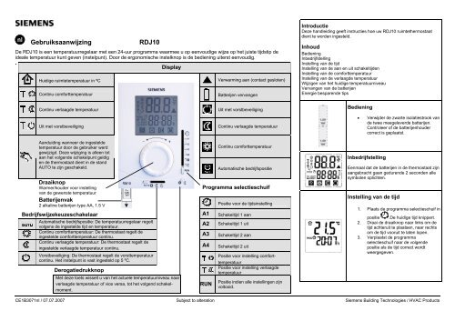 Gebruiksaanwijzing RDJ10 - Siemens