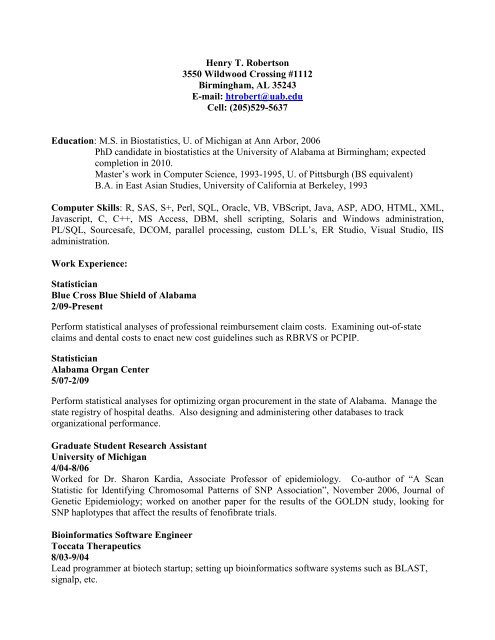 Full CV - University of Alabama at Birmingham
