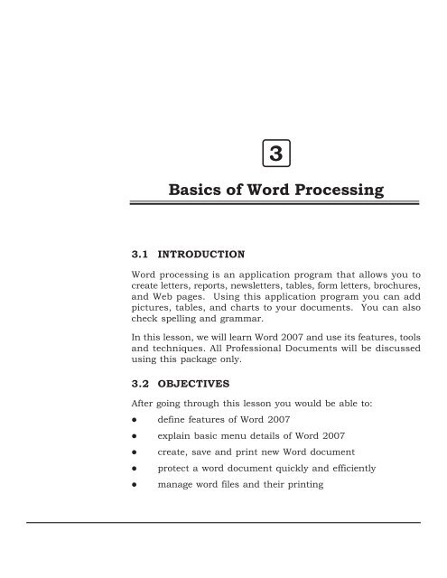 Basics Of Word Processing
