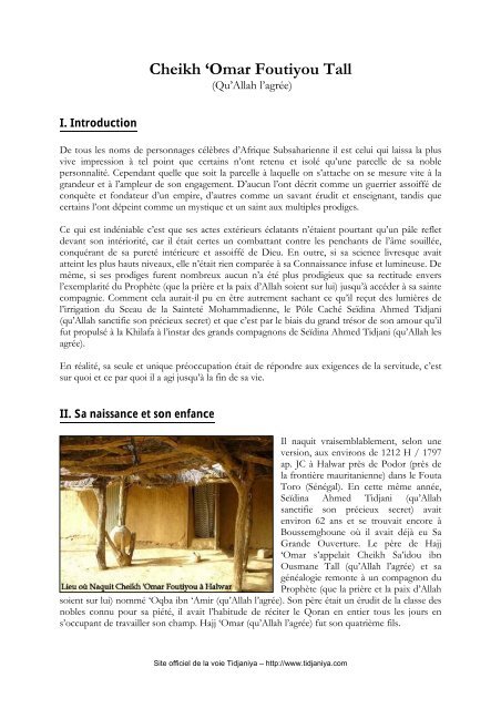 Cheikh 'Omar Foutiyou Tall - Tidjaniya