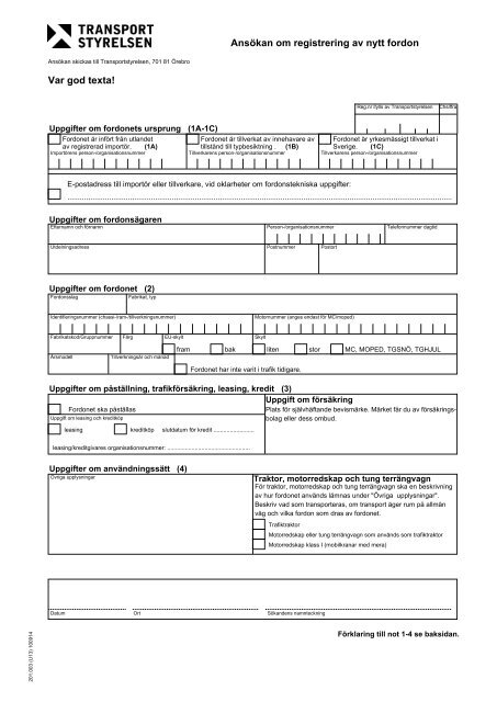 Ladda ner blanketten - Transportstyrelsen