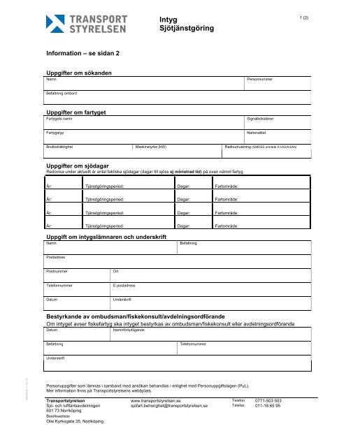 Ladda ner blanketten - Transportstyrelsen