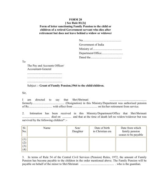 Form Of Letter Sanctioning Family Pension To The Pensioners Portal form-of-letter-sanctioning-family-pension-to-the-pensioners-portal