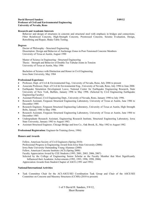 C.V. (PDF) - University of Nevada, Reno