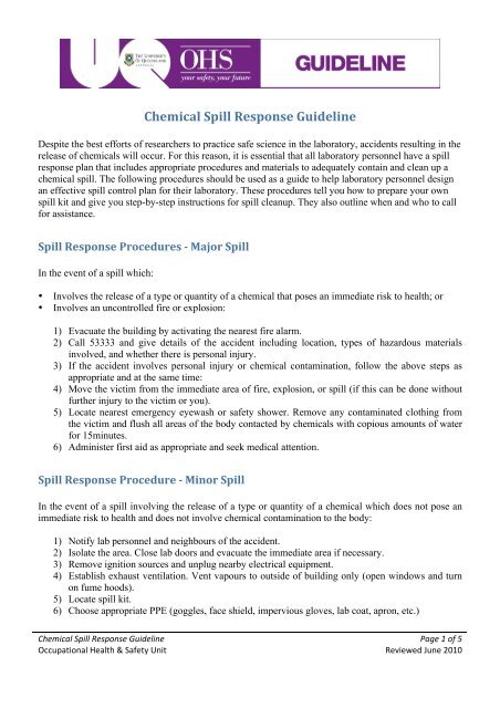 Chemical Spill Response Guideline