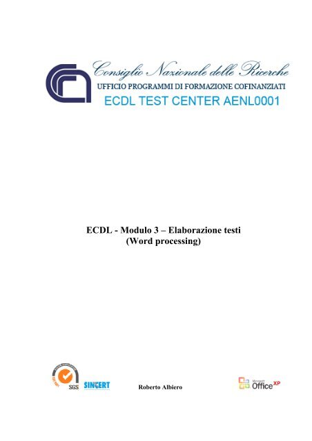 ECDL - Modulo 3 – Elaborazione testi (Word processing)
