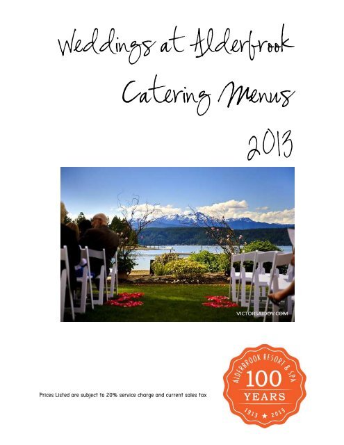 Wedding Menus PDF - Alderbrook Resort & Spa
