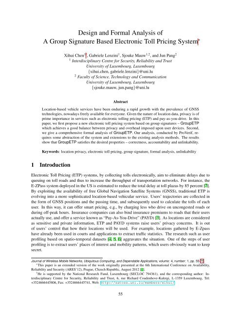Design and Formal Analysis of A Group Signature Based Electronic ...