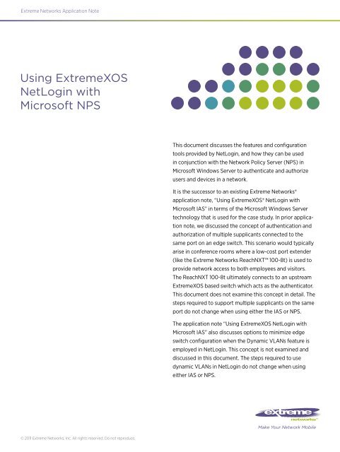 Using ExtremeXOS NetLogin with Microsoft NPS - Extreme Networks