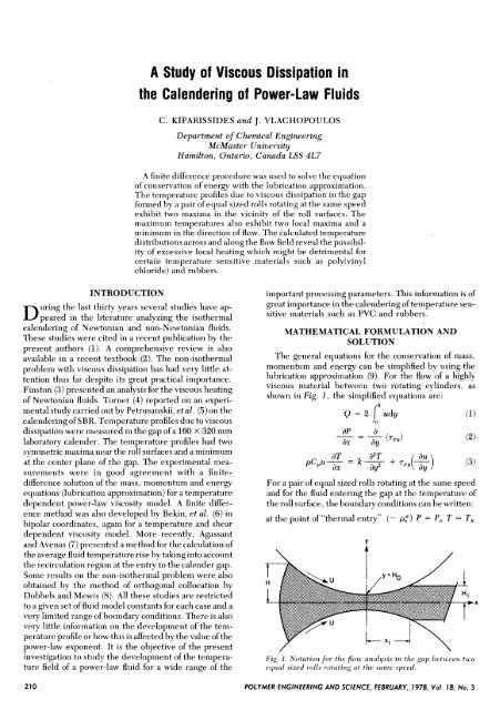 A Study of Viscous Dissipation in the Calendering of Power-Law Fluids