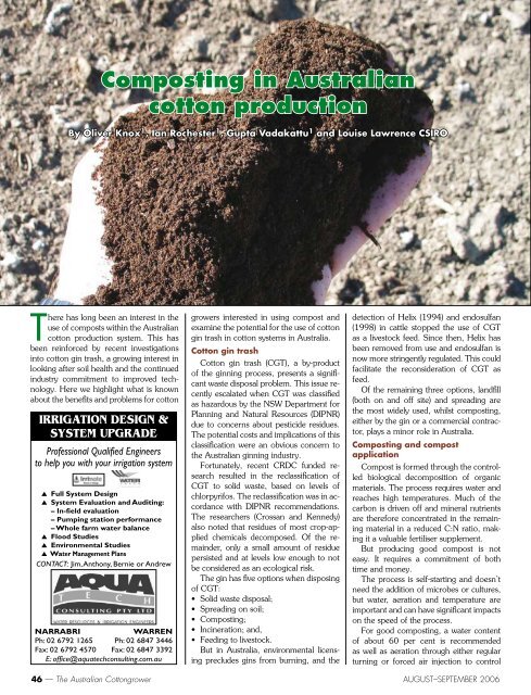 Composting in Australian cotton production - Greenmount Press