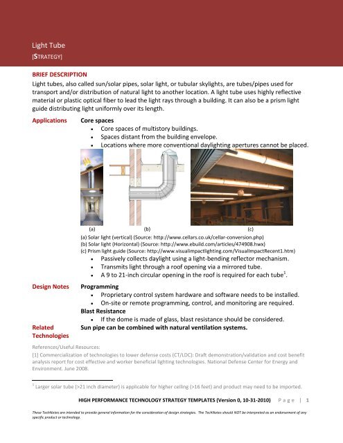 TechNote 03 Daylight Light Tubes - The Whole Building Design Guide