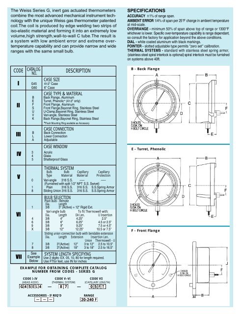 Gas Thermometer Catalog - Weiss Instruments Inc.
