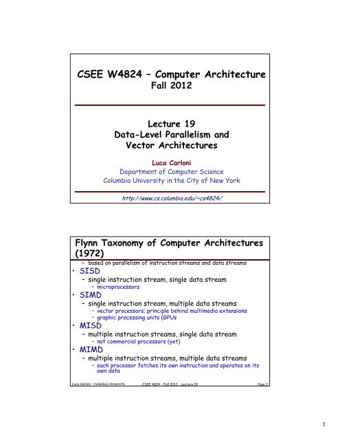 Vector Architecture - Columbia University
