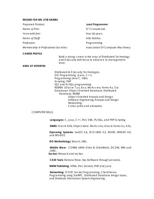 Resume For Mr Ict Consults