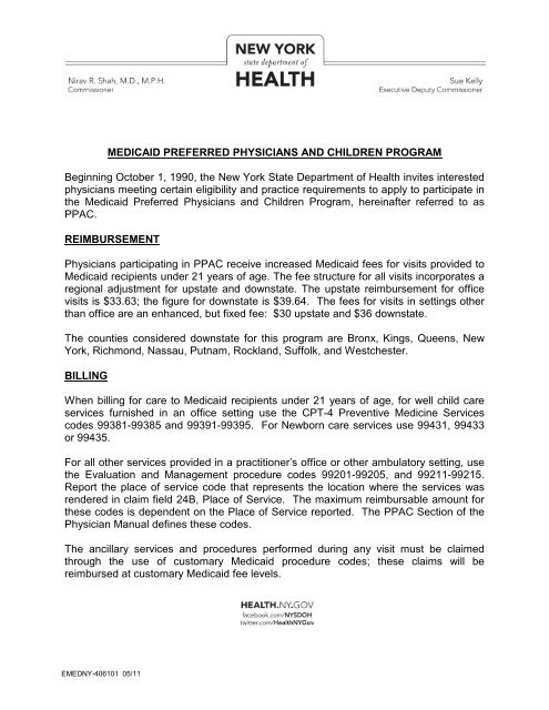 PPAC Physician Program Description - form #406101 - eMedNY