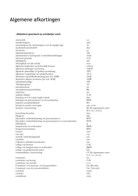 Lijst afkortingen - Lexplicatie