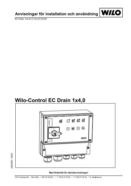 Wilo-Control EC Drain 1x4,0 - RSK Databasen