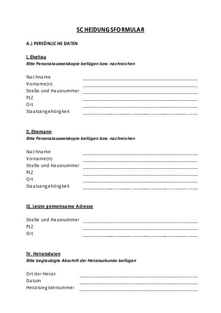 SCHEIDUNGSFORMULAR SCHEIDUNGSFORMULAR