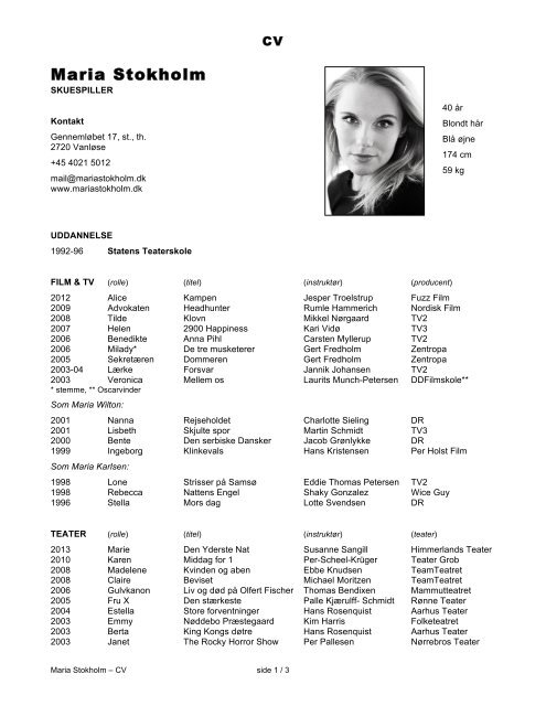 CV - Maria Stokholm