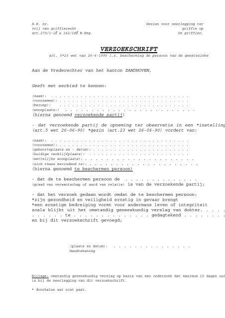 verzoekschrift - vredegerecht zandhoven