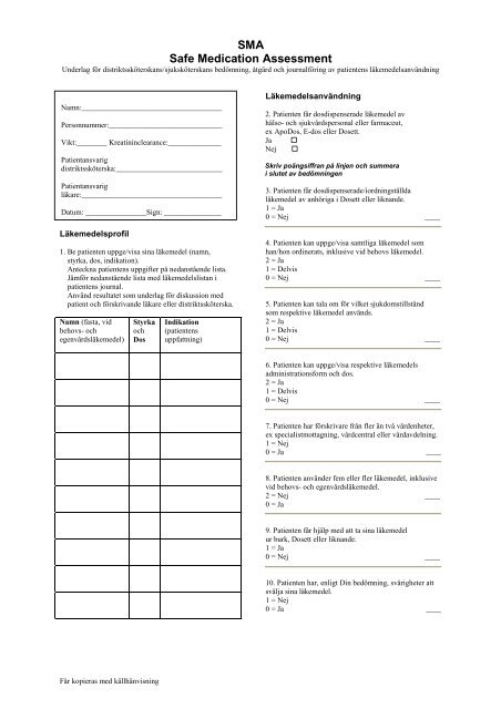 SMA Safe Medication Assessment