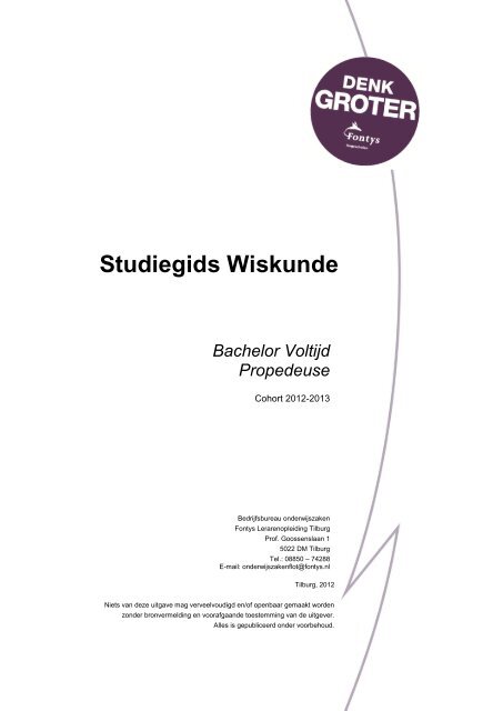 Studiegids Wiskunde Voltijd Propedeuse - Fontys Lerarenopleiding ...