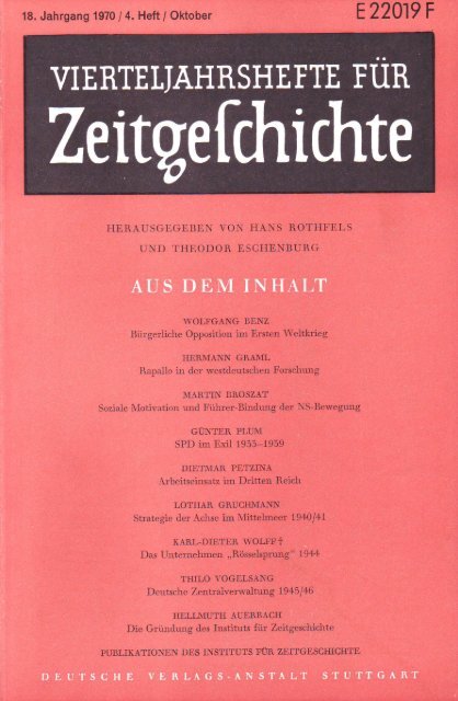 Vierteljahrshefte für Zeitgeschichte - Institut für Zeitgeschichte