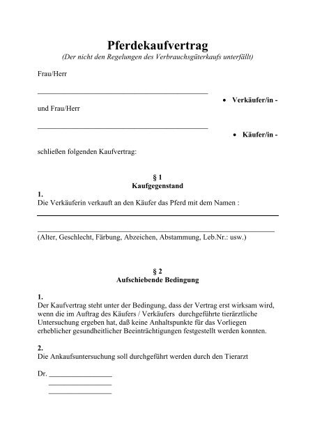Pferdekaufvertrag Definition – Pferd Kaufvertrag Vorlage Pdf – TRLP