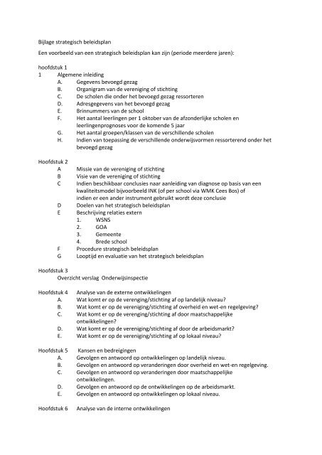 Inhoudsopgave strategisch beleidsplan - Myriam Lieskamp