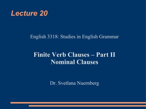Finite Verb Clauses